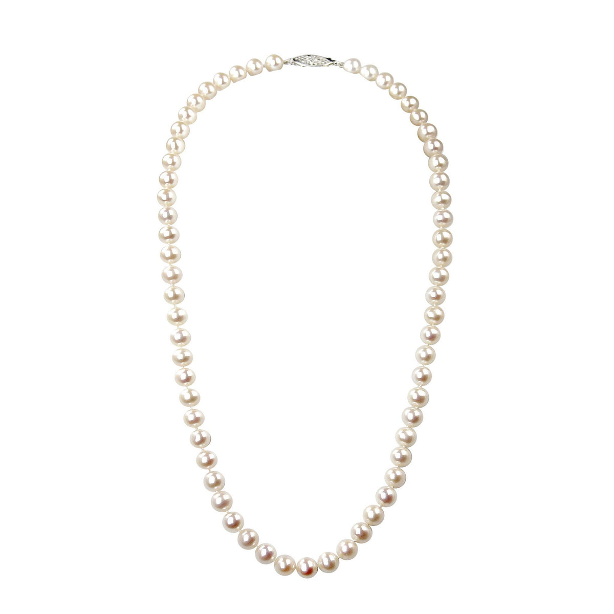 Classic Single Strand Pearl Choker Necklace | AAA 6mm-7mm White ...